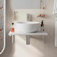 Столешница с раковиной DIWO Элиста 60 белый мрамор, с раковиной Moduo 40 RING (554696) с ...