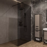 Душевая перегородка STWORKI Берген 110 см, профиль черный матовый, тонированое стекло (MV-BE-110 ...